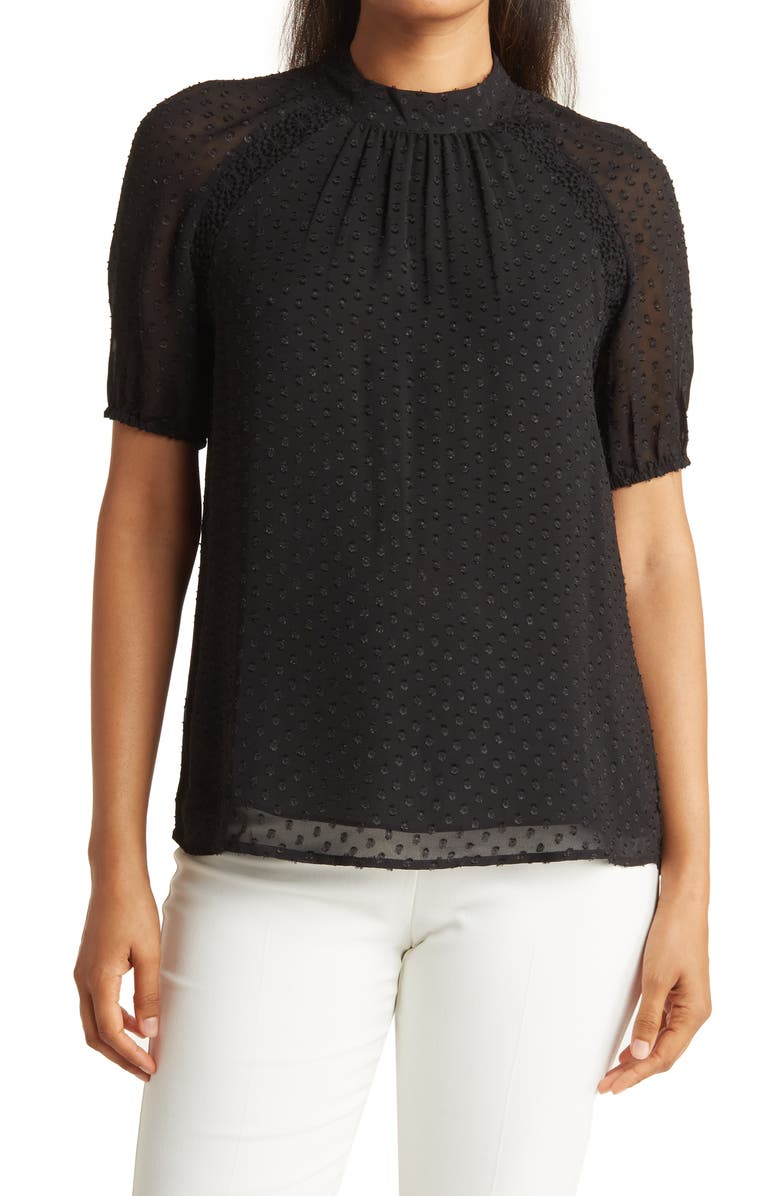 DR2 by Daniel Rainn Swiss Dot Short Sleeve Blouse | Nordstromrack