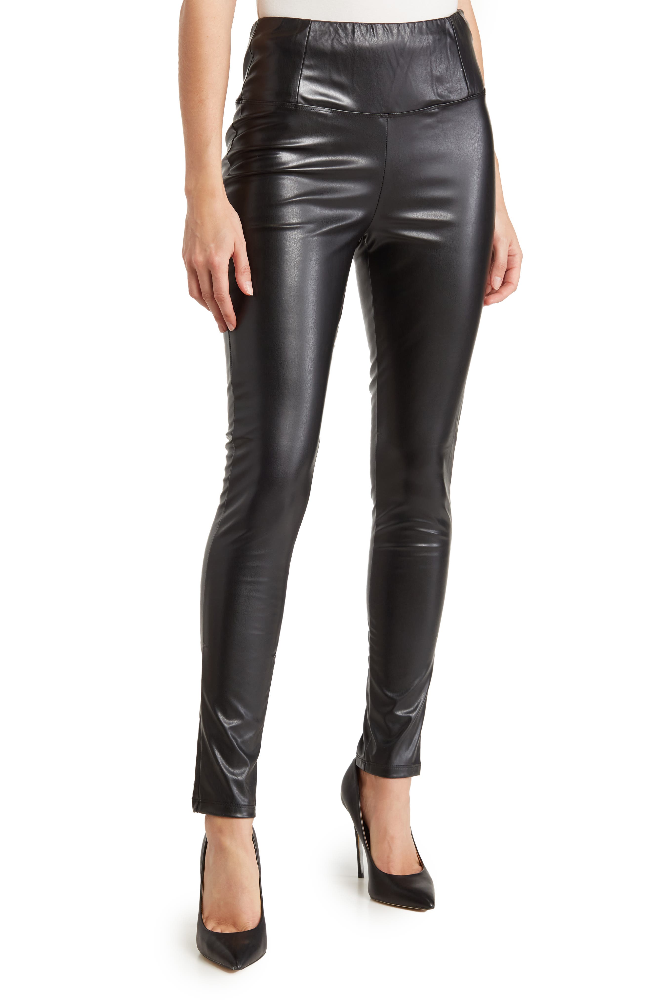 MAX STUDIO Vegan Leather Wide Waist Leggings | Nordstromrack
