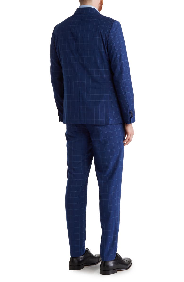 SAVILE ROW CO Blue Windowpane Two Button Peak Lapel Suit | Nordstromrack