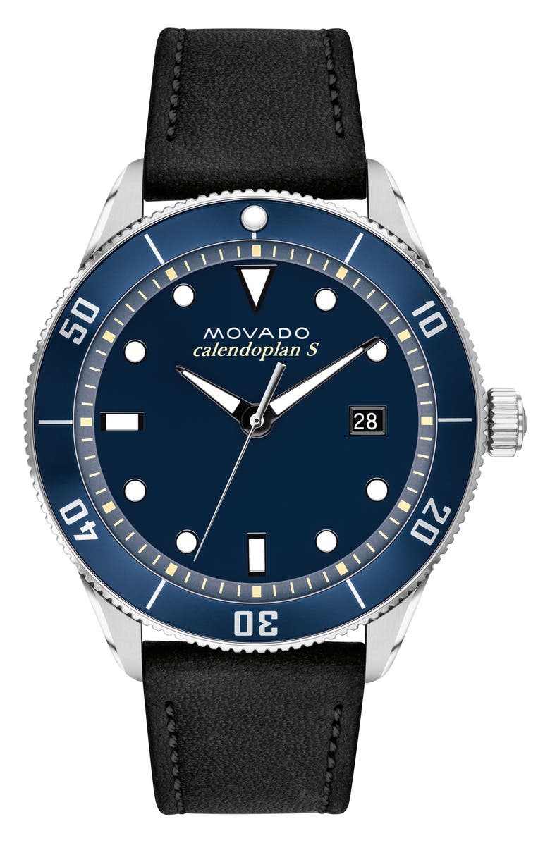 Movado Heritage Calendoplan Leather Strap Watch, 43mm | Nordstromrack