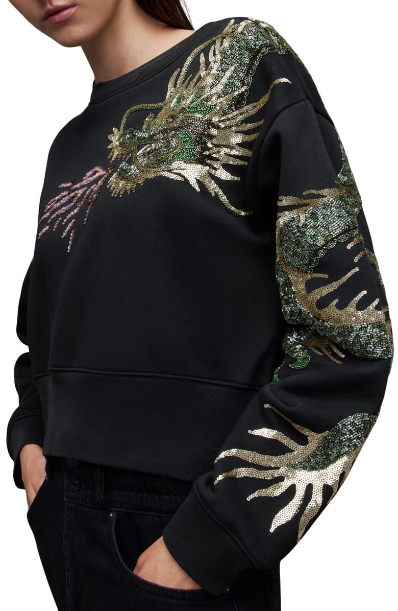 AllSaints Dragon Separo Sequin Sweatshirt | Nordstromrack