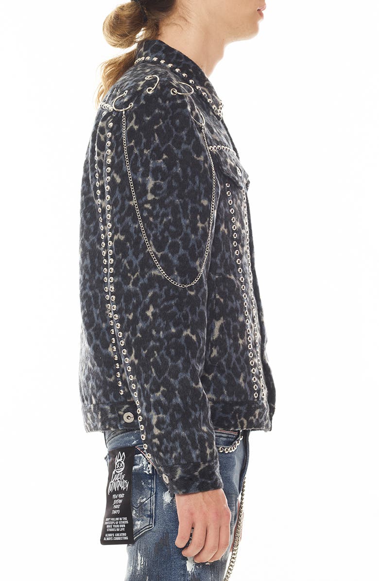 Cult of Individuality Type II Studded Leopard Print Fleece Trucker ...