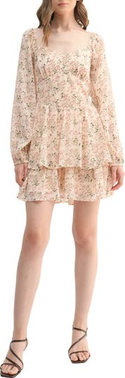 Lush Floral Tiered Long Sleeve Dress | Nordstromrack