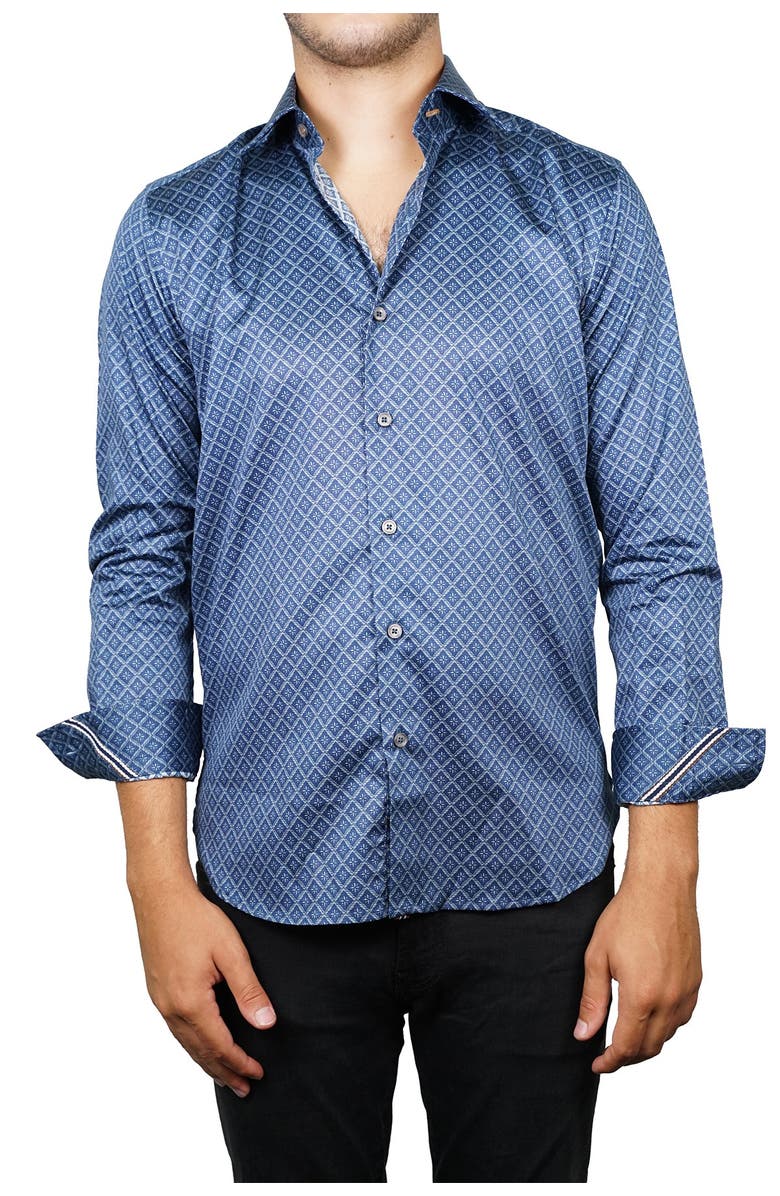 Zanella Diamond Print Long Sleeve Tailored Fit Shirt | Nordstromrack