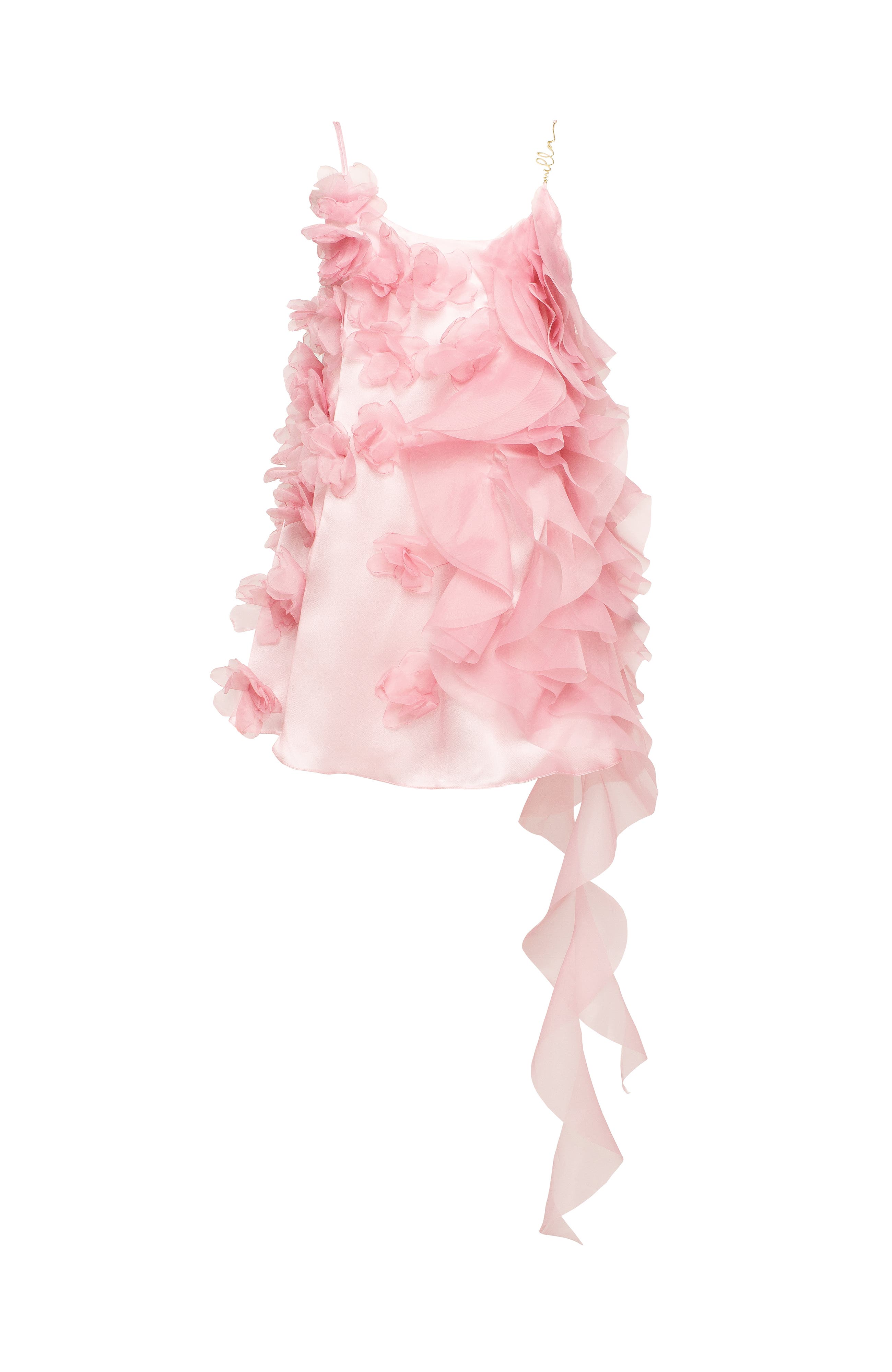 Milla Romantic Ruffled Pink Mini Dress With Rose Appliques | Nordstrom