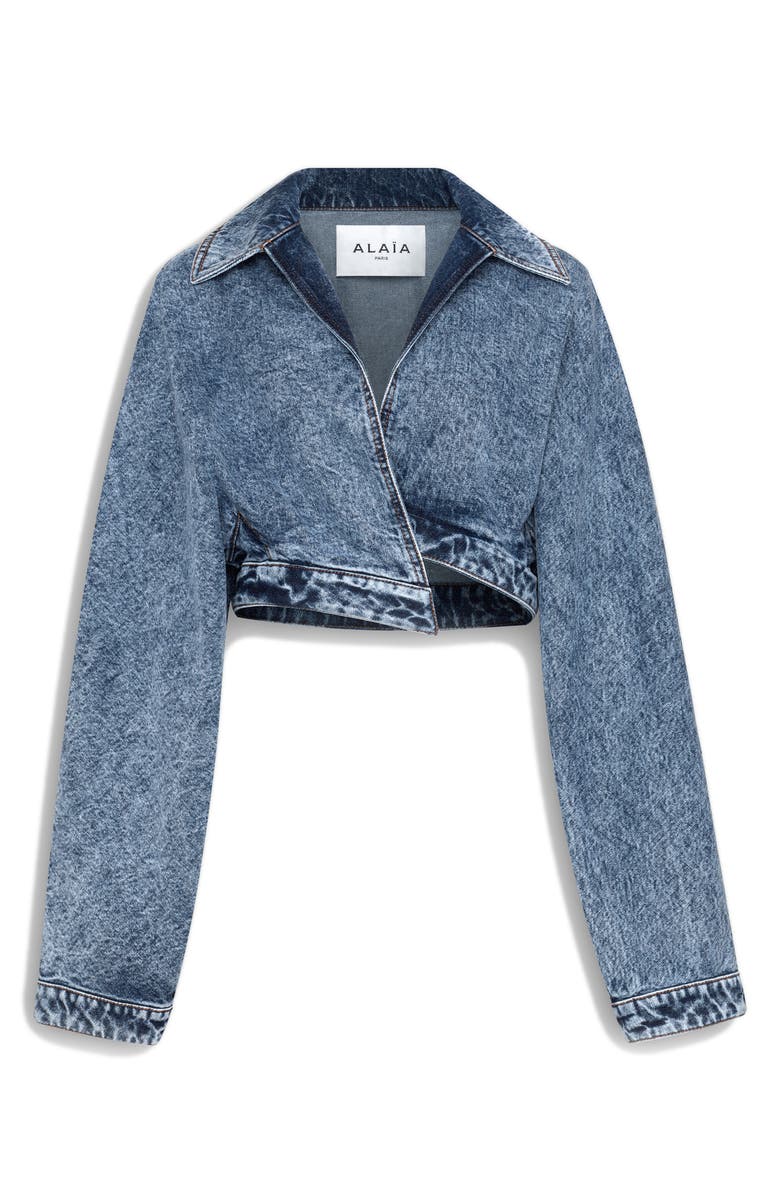 Alaïa Spiral Crop Denim Jacket | Nordstrom