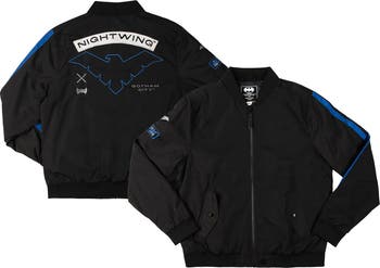 Heroes & Villains Men's Black Batman Nightwing Full-Zip Bomber Jacket ...