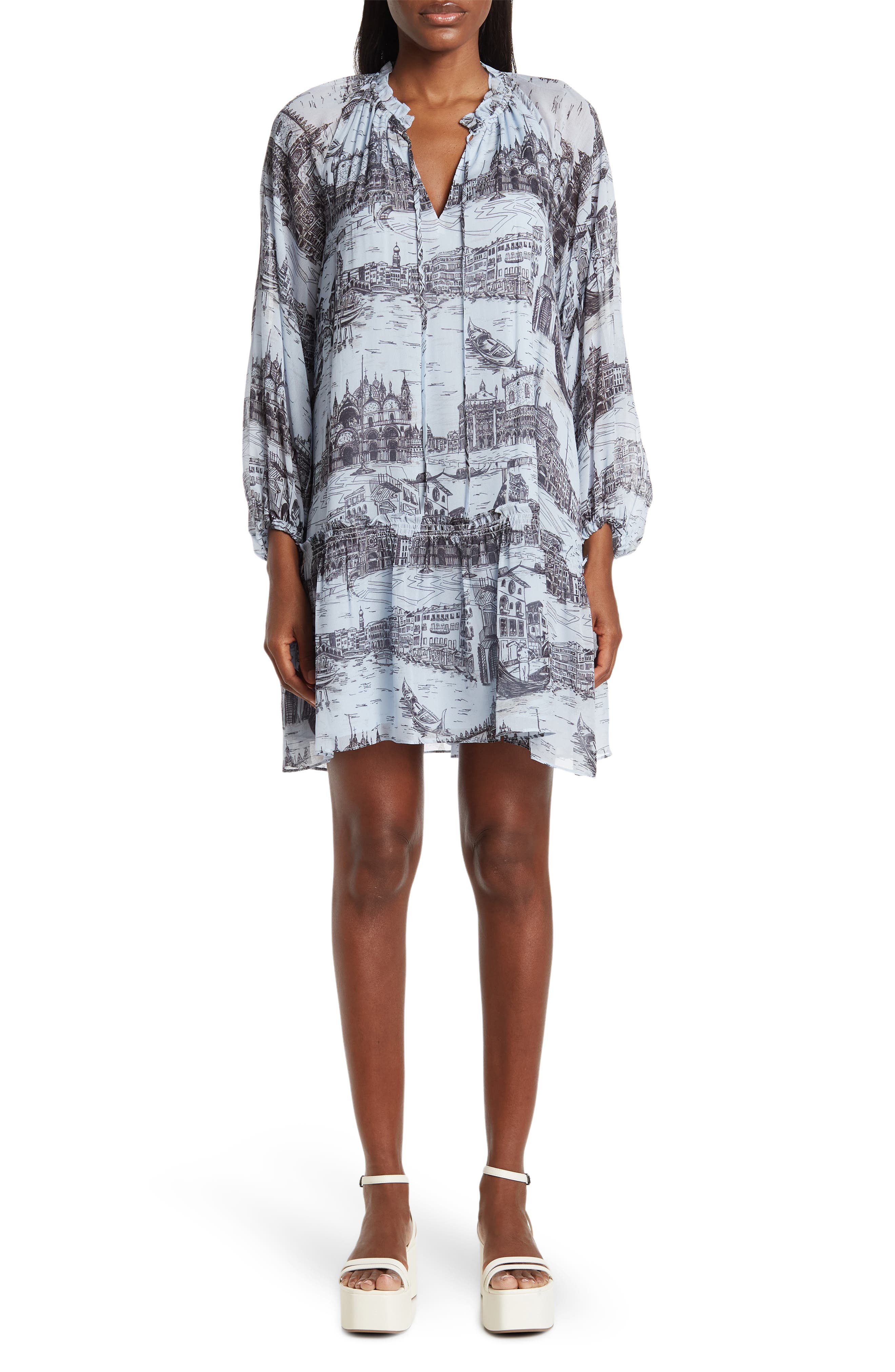 Derek Lam 10 Crosby Juno City Print Trapeze Dress | Nordstromrack