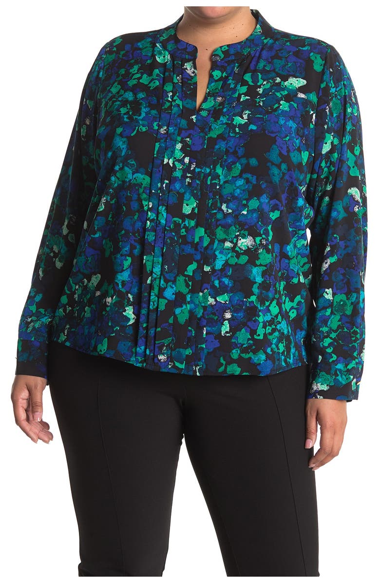 Calvin Klein Split Neck Abstract Print Bouse | Nordstromrack