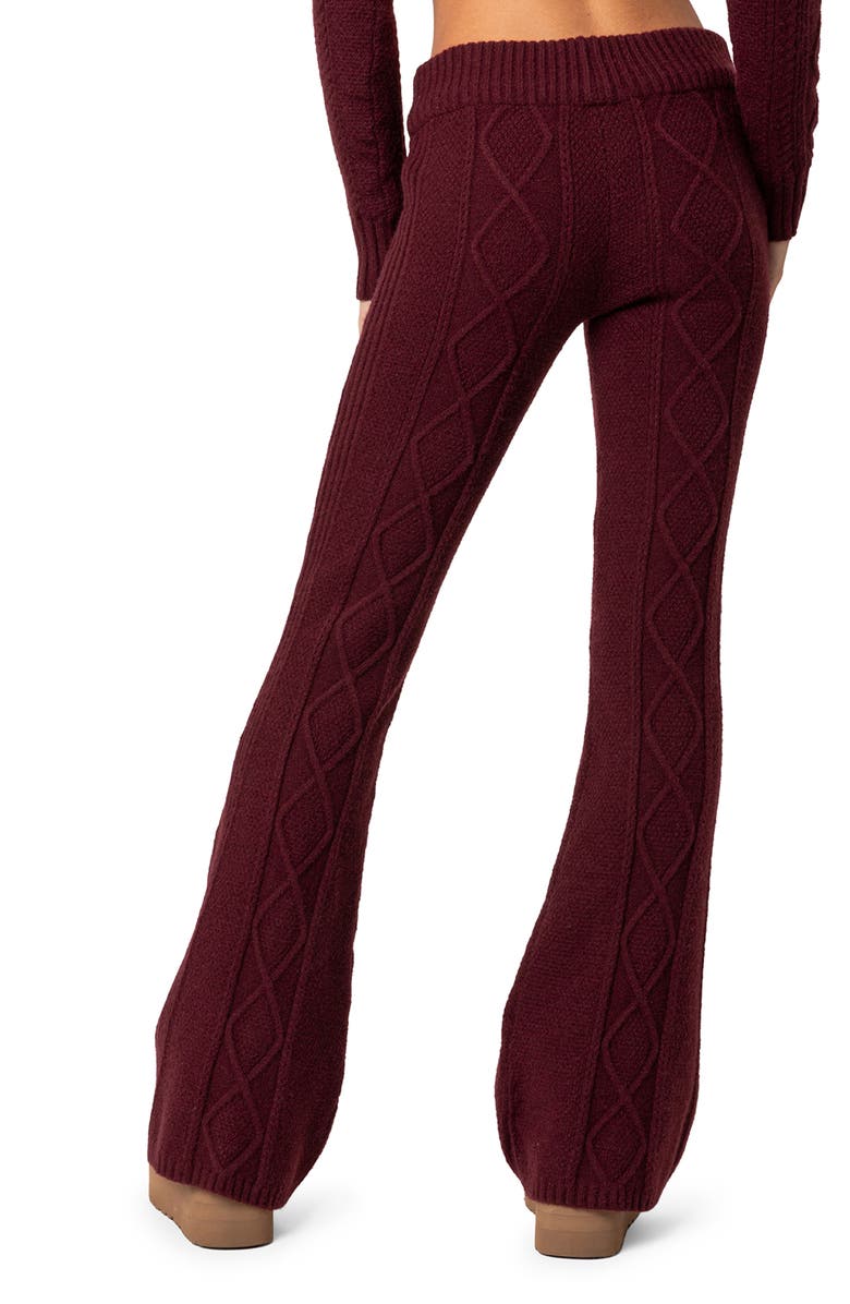EDIKTED Ray Cable Stitch Flare Sweater Pants | Nordstrom
