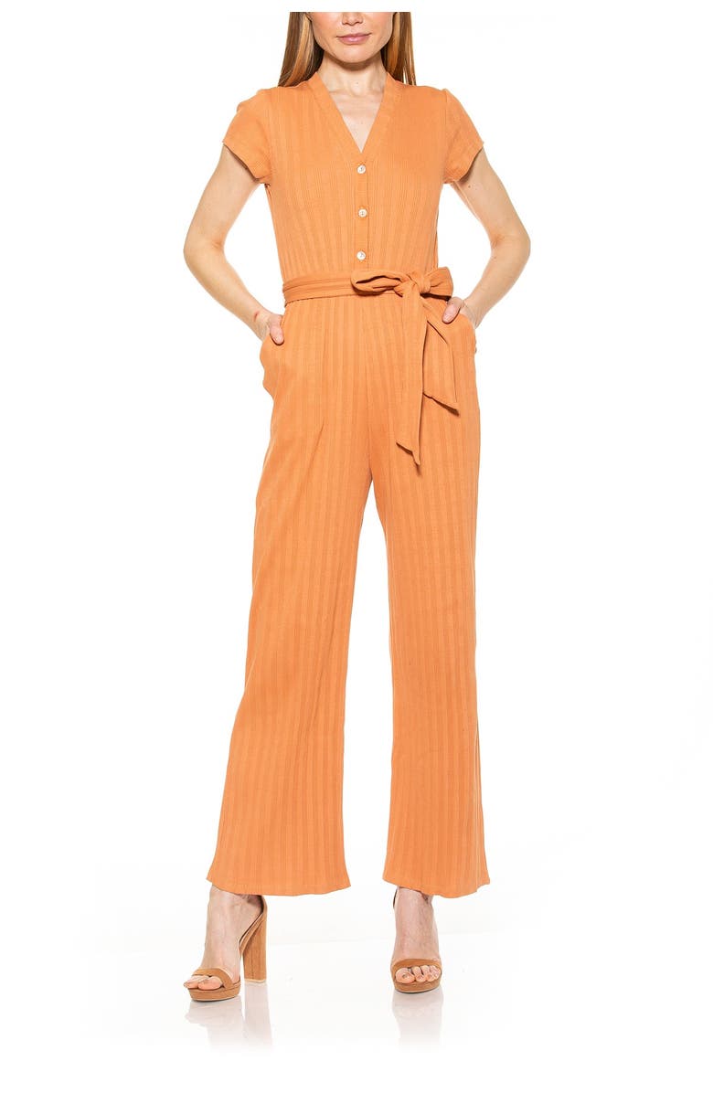 Alexia Admor Ezra Ribbed Button Down Straight Leg Jumpsuit | Nordstromrack