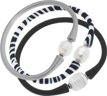 Canvas Jewelry Canvas Bali Set of 3 Pearl Silicone Bracelets | Nordstrom