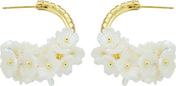 Panacea Crystal & Flower Cluster Hoop Earrings | Nordstromrack