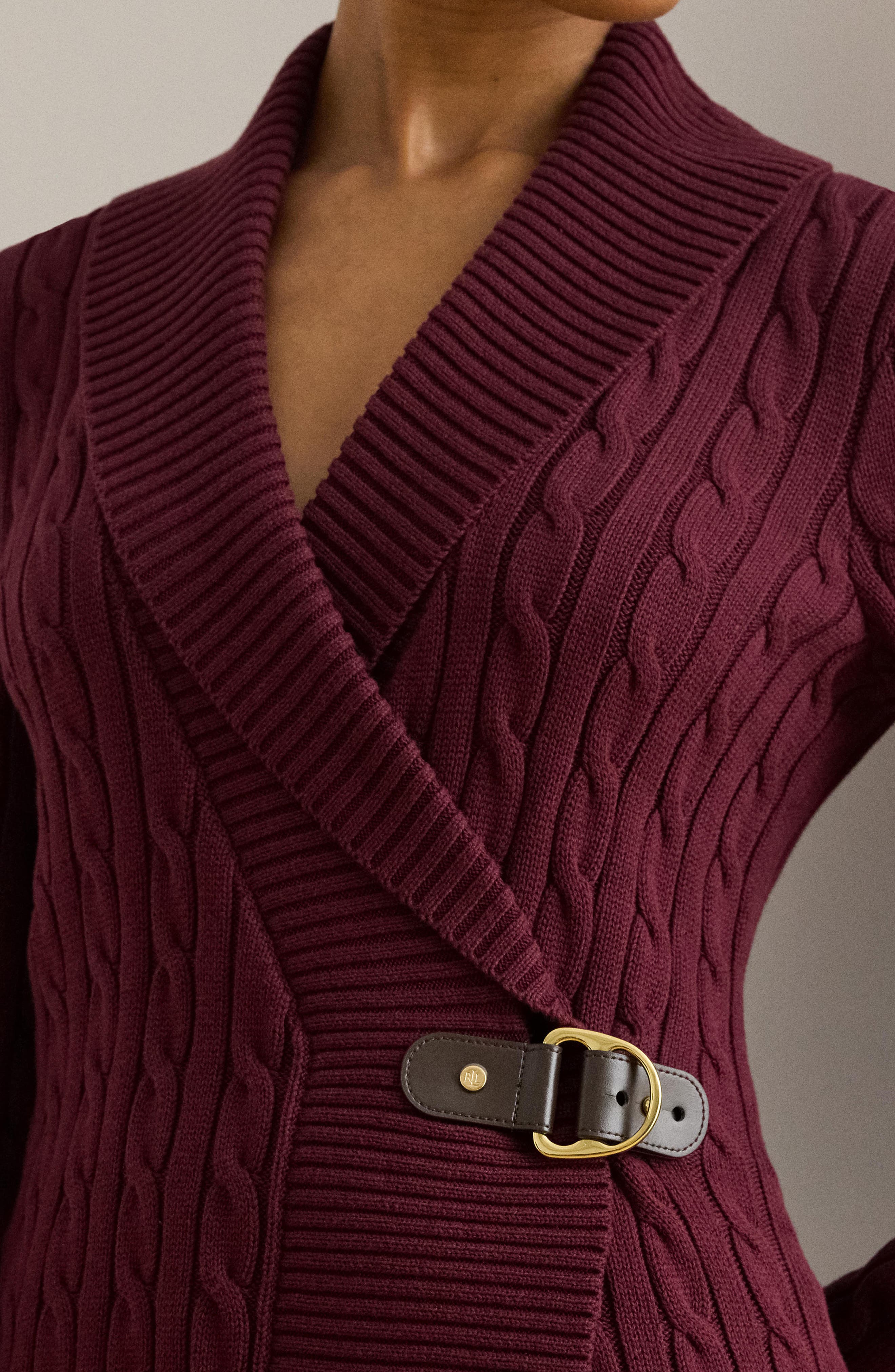 Lauren Ralph Lauren Cable Stitch Cotton Wrap Cardigan | Nordstrom