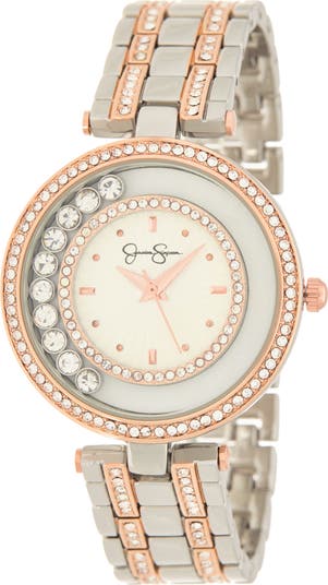 Jessica Simpson Floating Crystal Two-Tone Bracelet Watch, 35mm ...