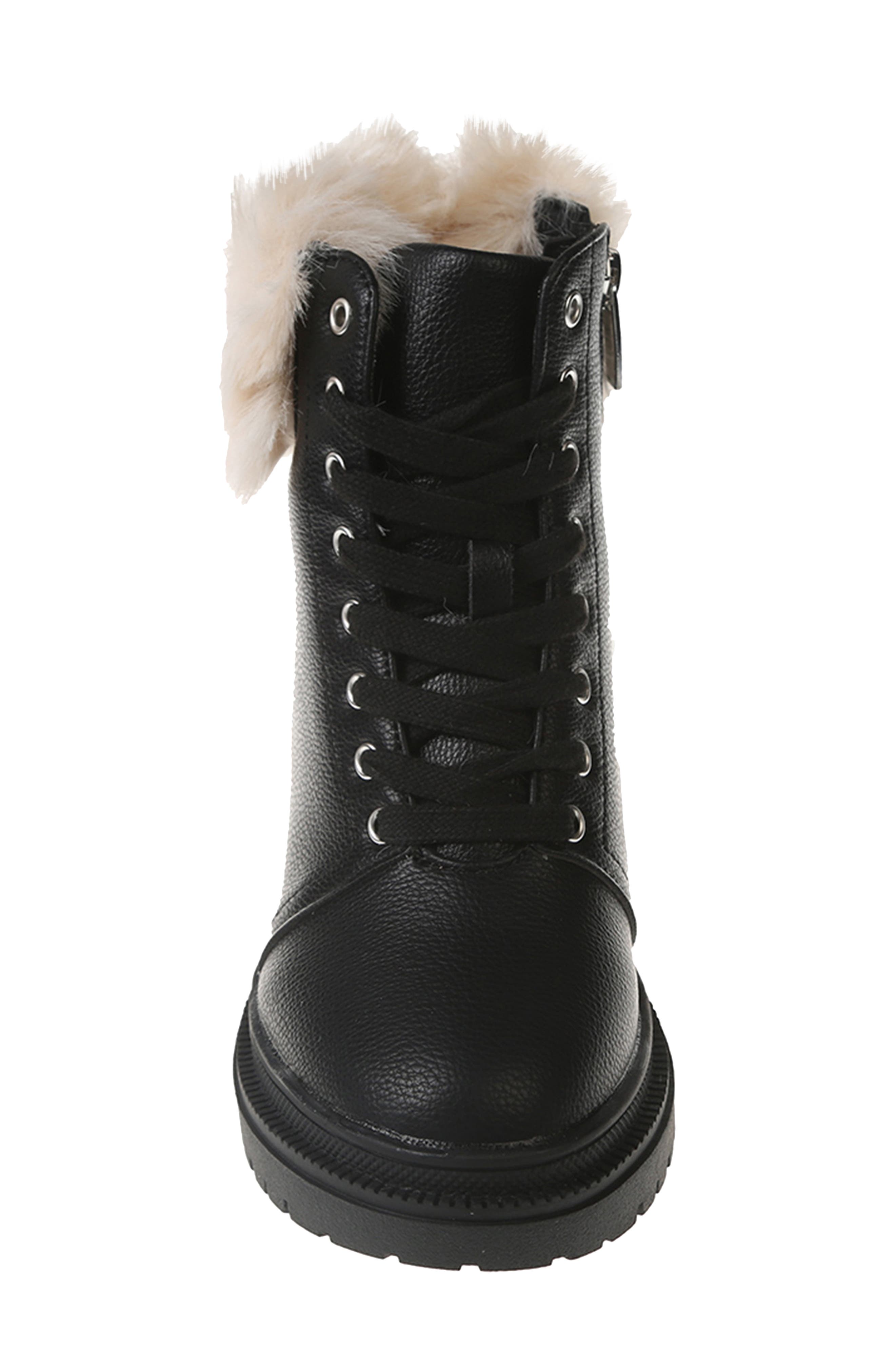Vince Camuto Faux Fur Cuff Lace-Up Boot | Nordstromrack