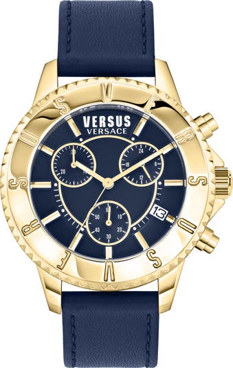 VERSUS Versace Tokyo Leather Strap Chronograph Watch, 44mm | Nordstromrack