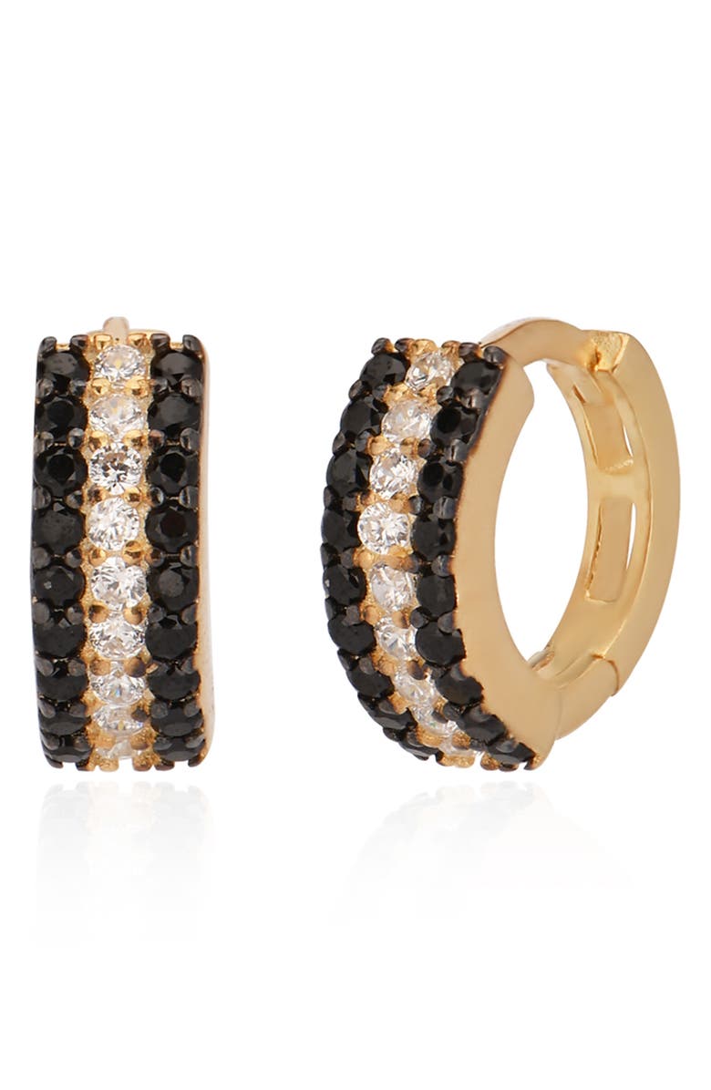 GABI RIELLE 14K Gold Vermeil Blck & White CZ Huggie Hoop Earrings ...
