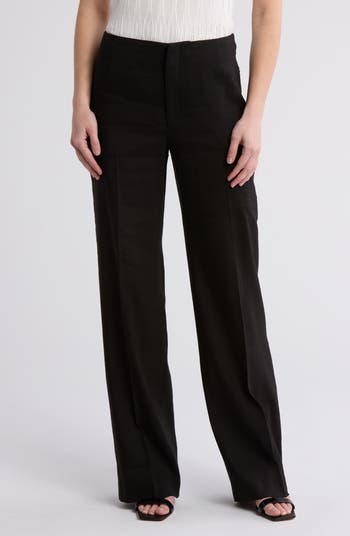 FRAME High Waist Linen Blend Wide Leg Trousers | Nordstromrack