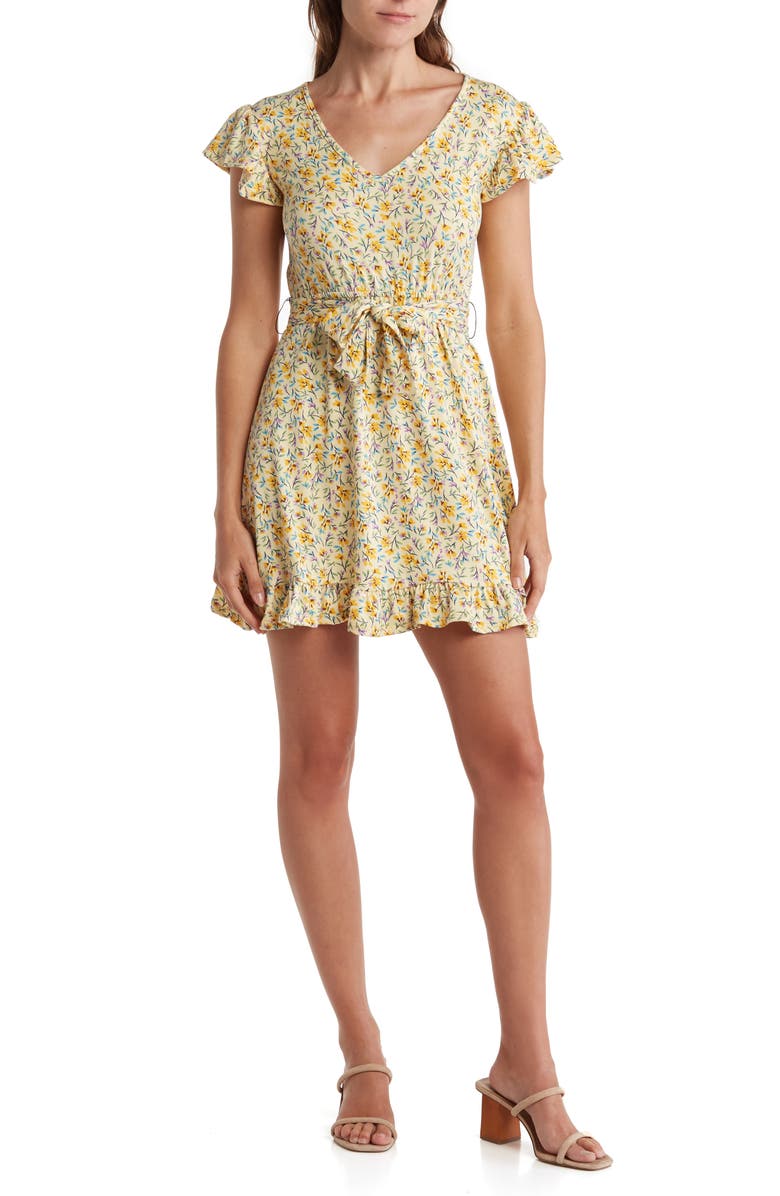 Velvet Torch Floral Print Belted Minidress | Nordstromrack