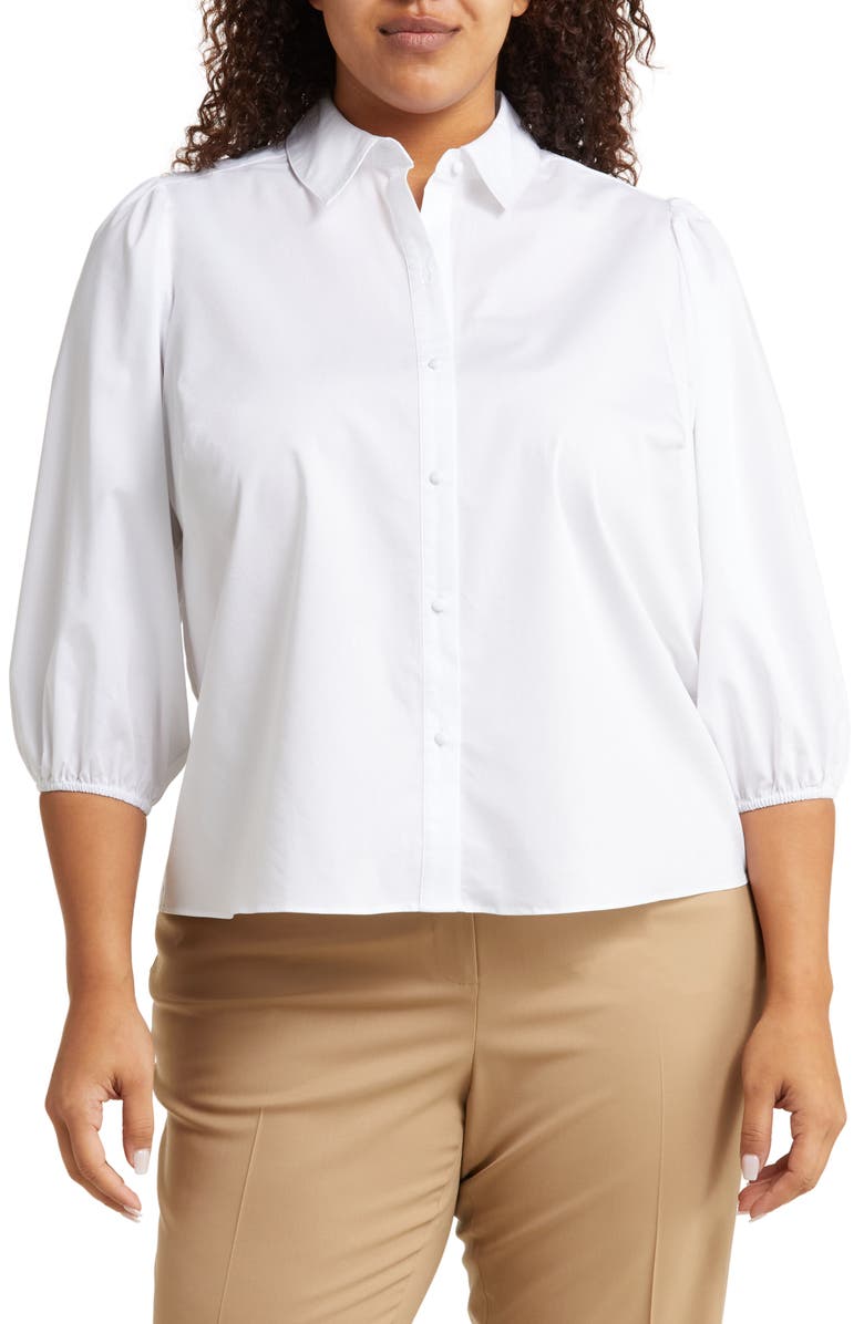 Nanette Lepore Puff Sleeve Poplin Shirt Blouse | Nordstromrack
