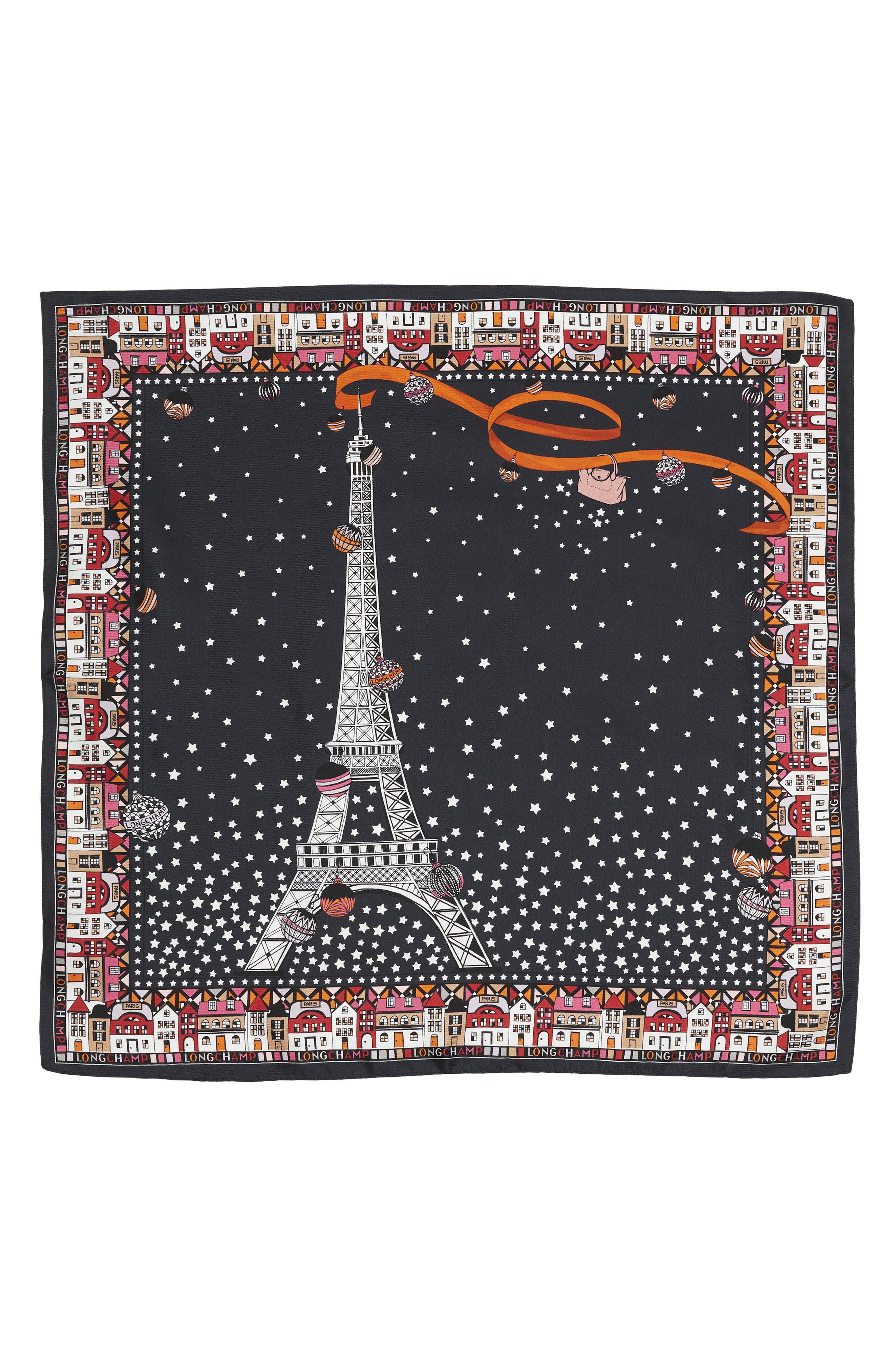 Longchamp Eiffel Tower Yuletide Print Silk Scarf | Nordstrom
