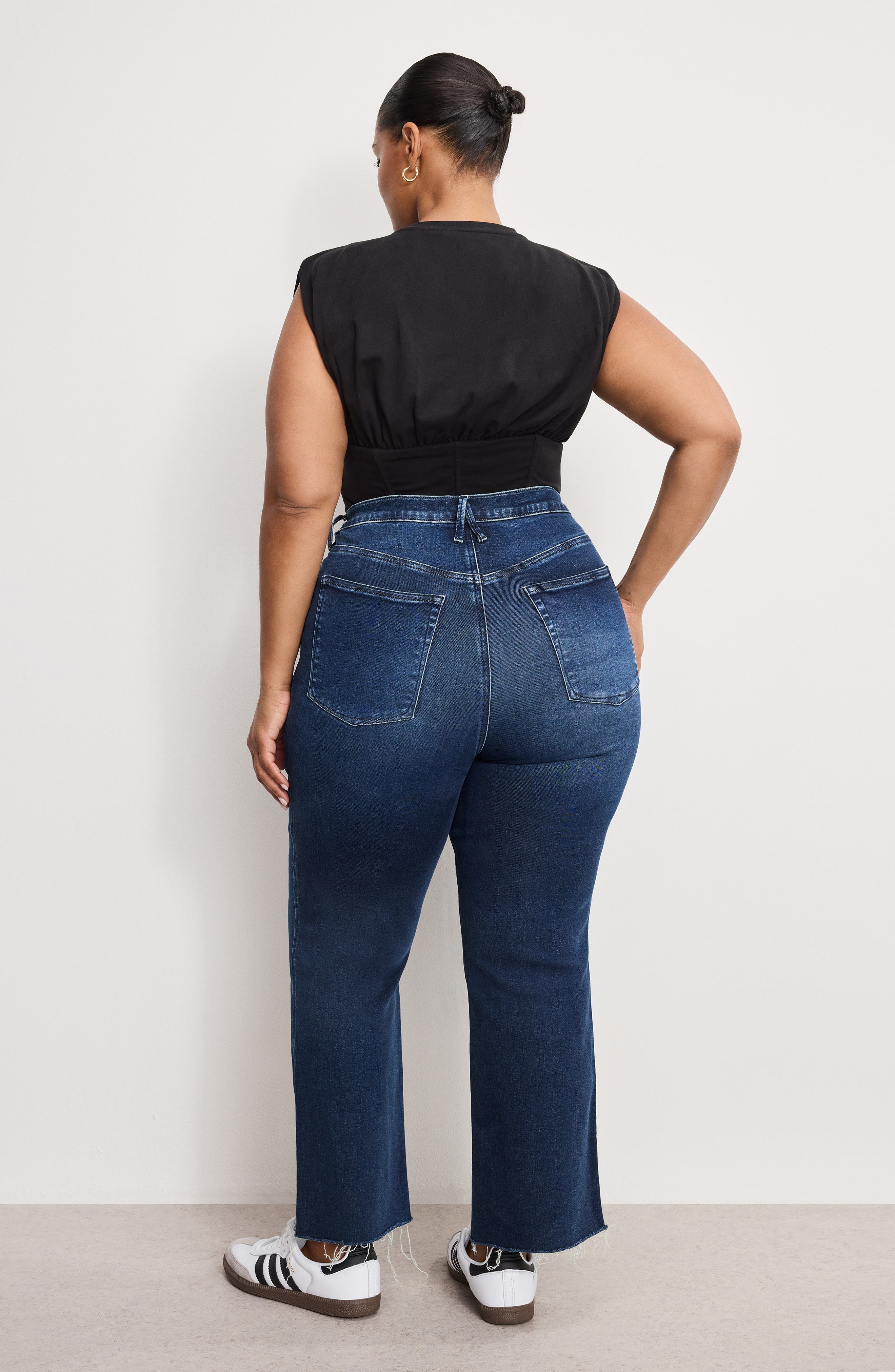 Good American Soft-Tech Good Standard Raw Hem Kick Flare Jeans | Nordstrom