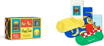 Happy Socks Kids' Picnic Assorted 3-Pack Crew Socks Gift Box ...