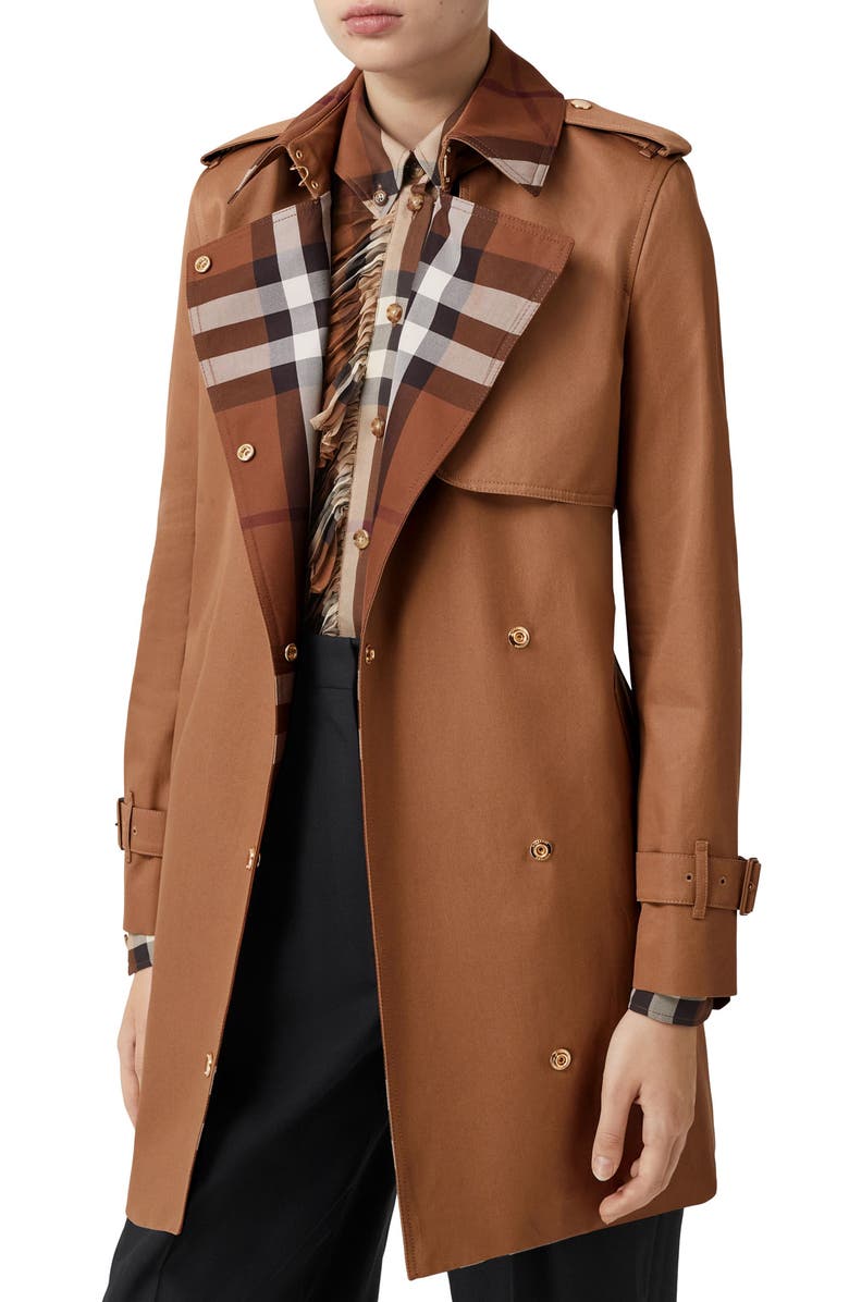 Burberry Sandridge Check Panel Cotton Gabardine Trench Jacket | Nordstrom