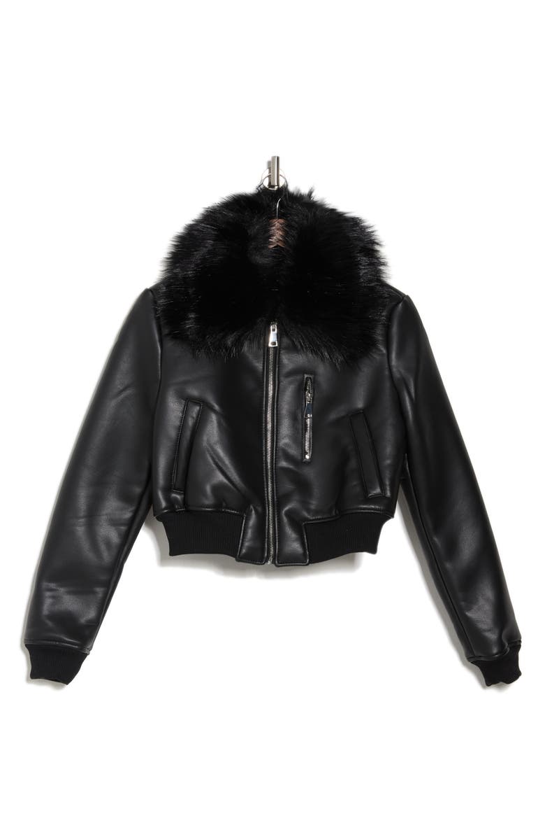 AZALEA WANG Faux Leather Bomber Jacket with Faux Fur Trim | Nordstromrack