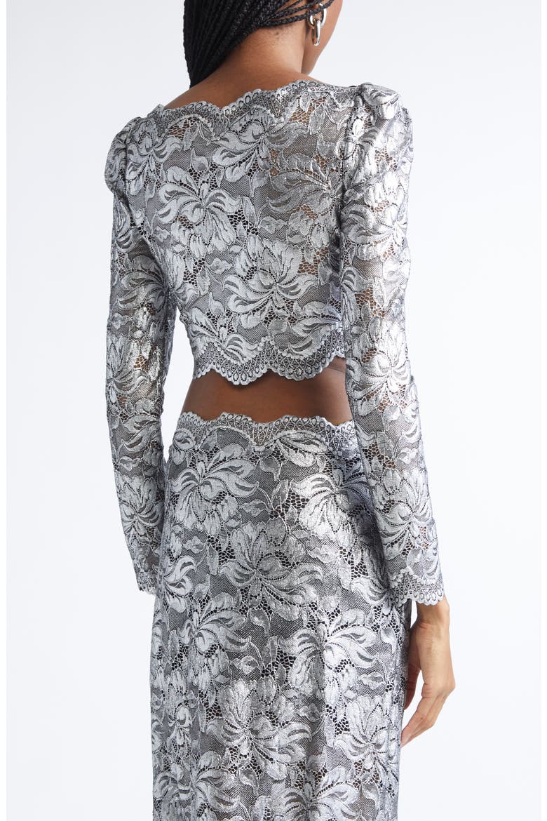Foiled Stretch Lace Crop Top (Women) | Nordstromrack