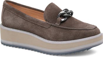 Johnston & Murphy Gracelyn Chain Platform Suede Loafer (Women