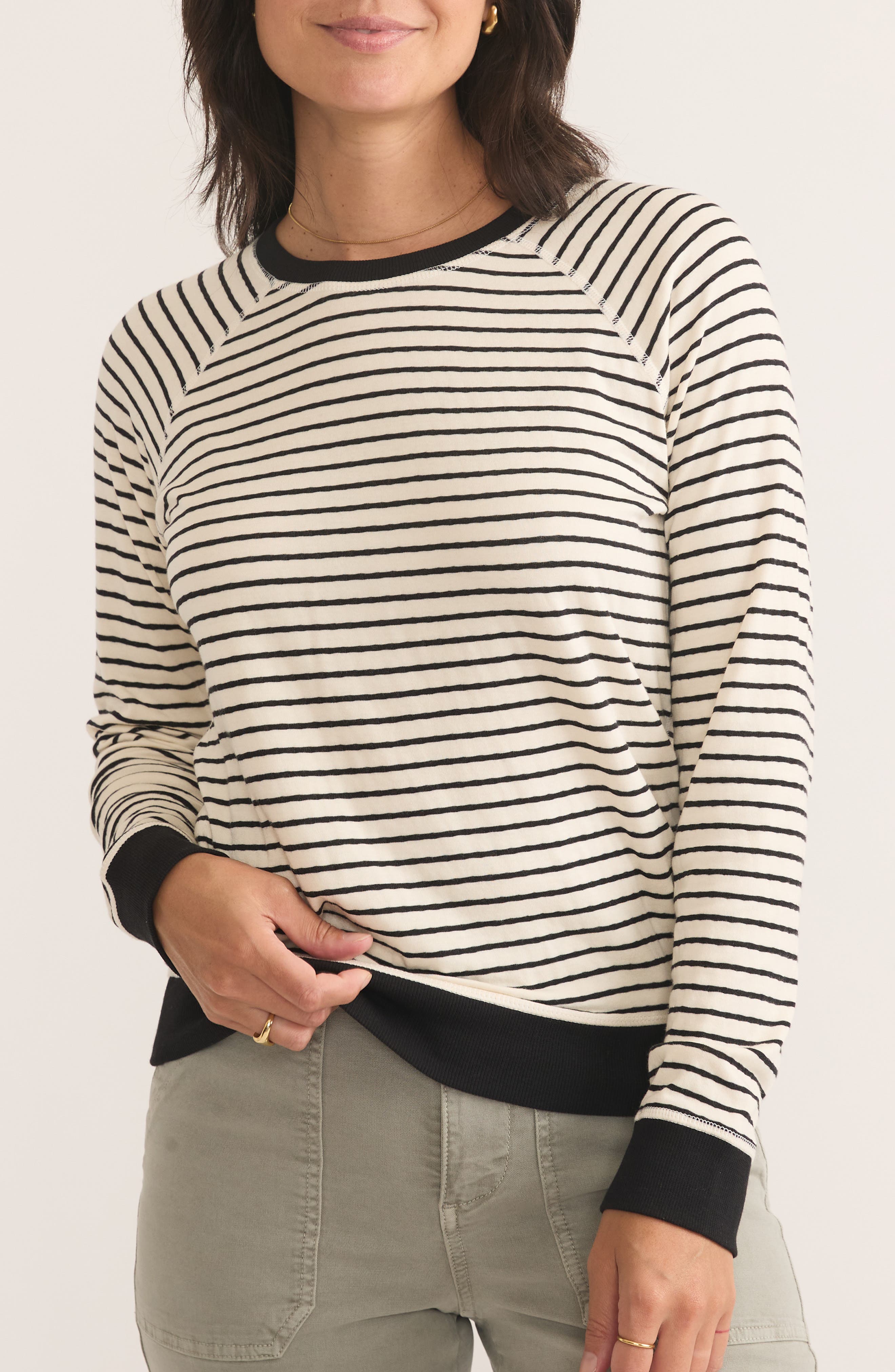 Marine Layer Stripe & Dot Reversible Raglan Pullover | Nordstromrack