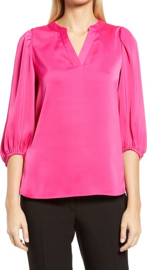 Anne Klein Montreal Puff Sleeve Satin Blouse | Nordstrom
