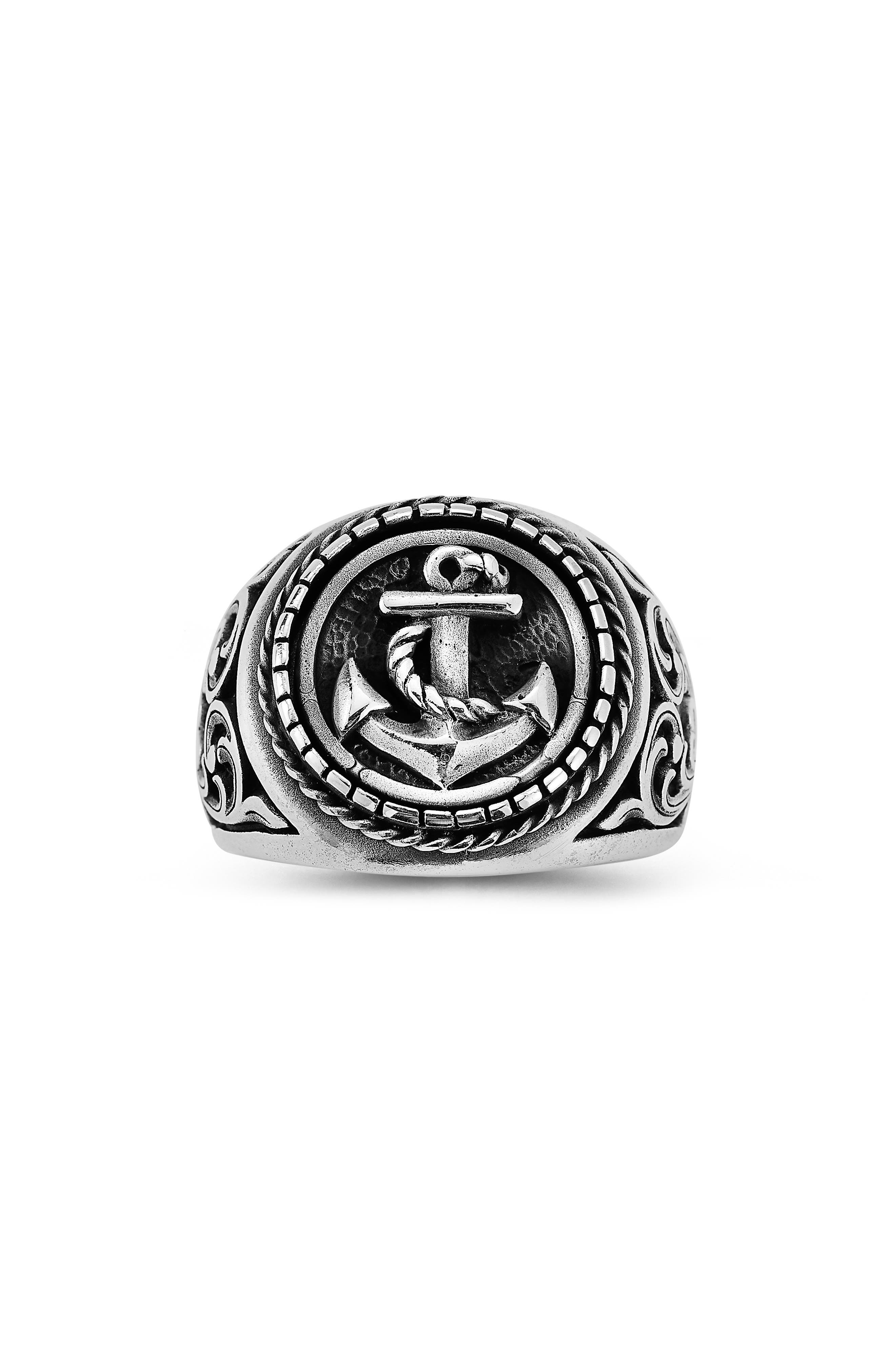 Yield of Men Sterling Silver Anchor Signet Ring | Nordstromrack