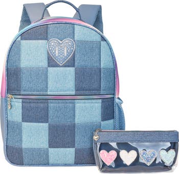 OMG Accessories Kids' Denim Patch Backpack & Zip Pouch Set | Nordstromrack