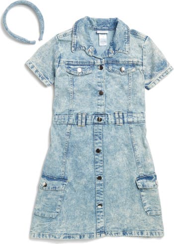 Rachel Zoe Kids' Denim Cargo Dress & Headband Set | Nordstromrack