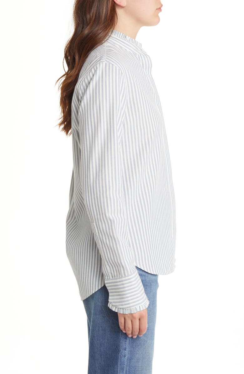 rag & bone Jordan Stripe Ruffle Cotton Button-Up Shirt | Nordstromrack