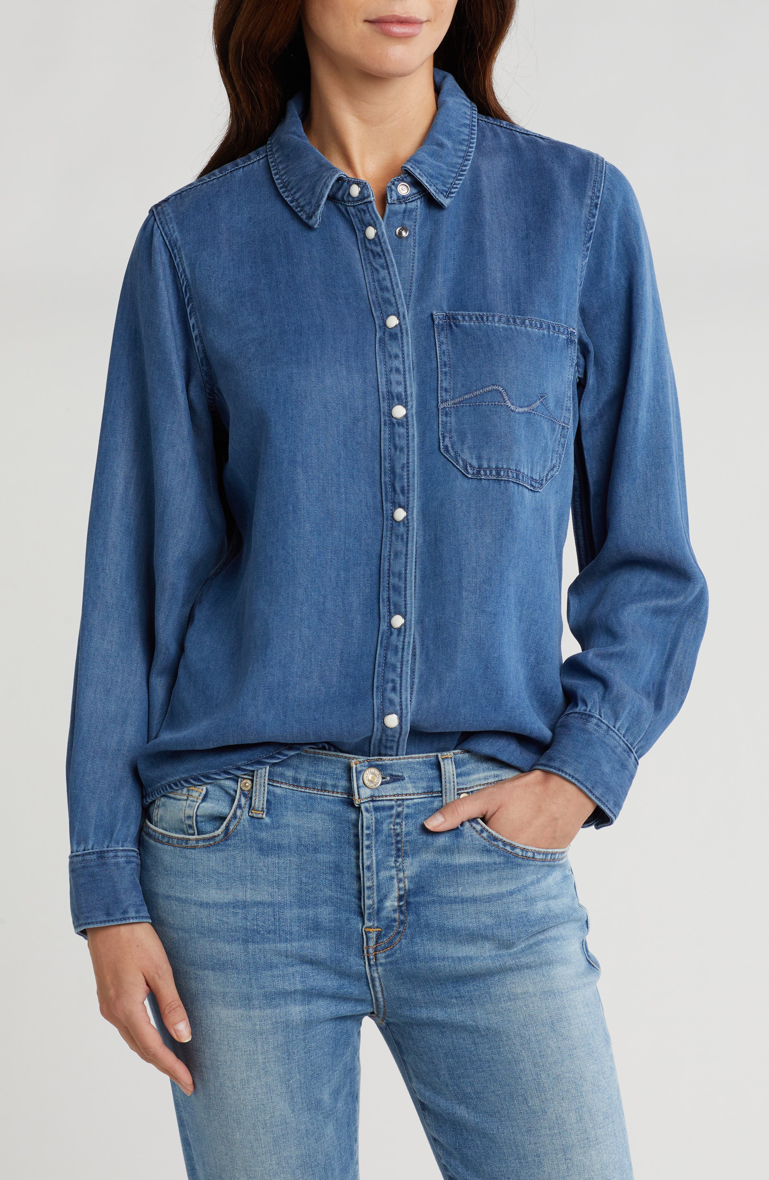 7 For All Mankind Squiggle Lyocell Button-Up Shirt | Nordstromrack
