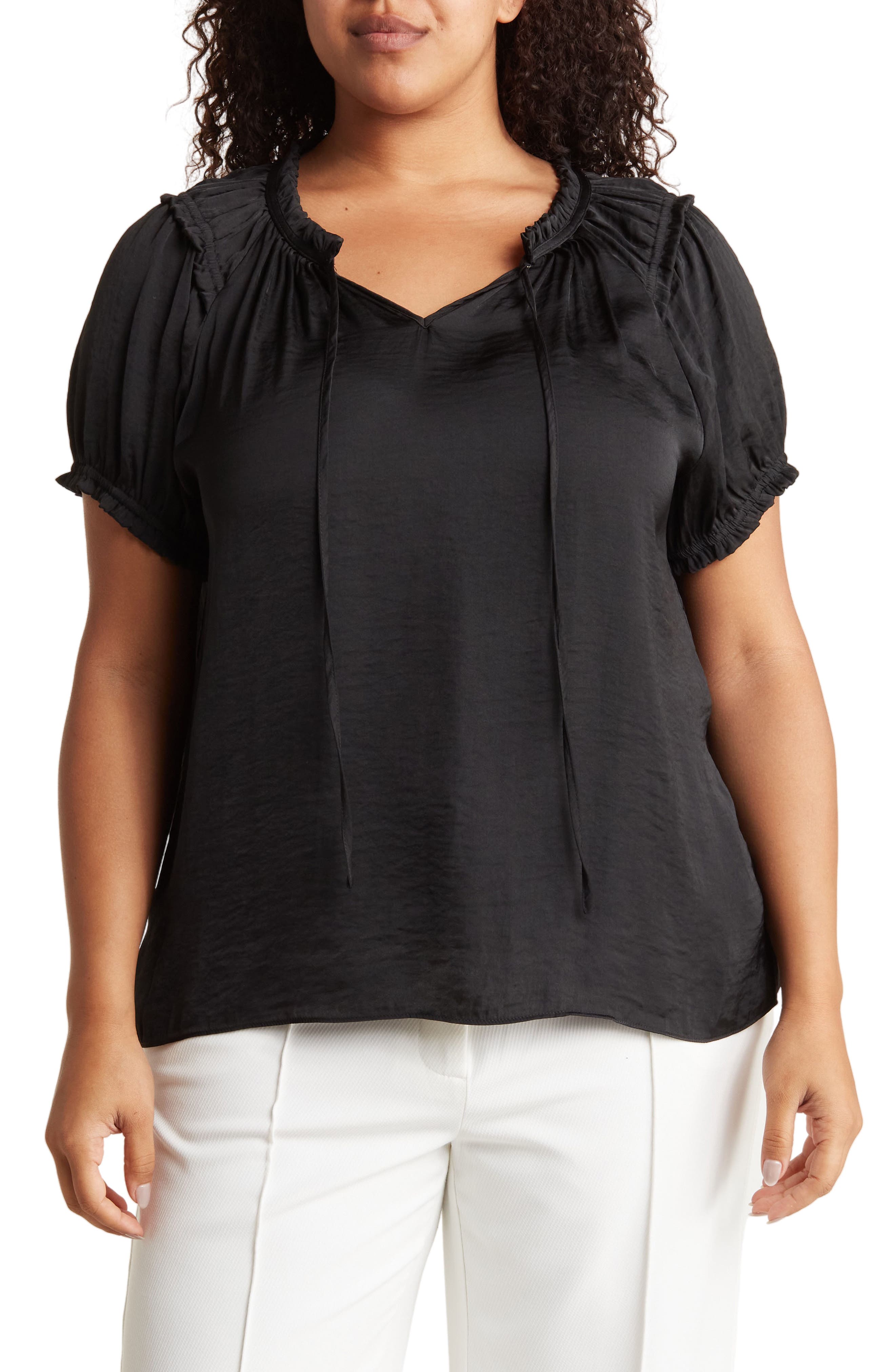 T Tahari Airflow Keyhole Puff Sleeve Top | Nordstromrack