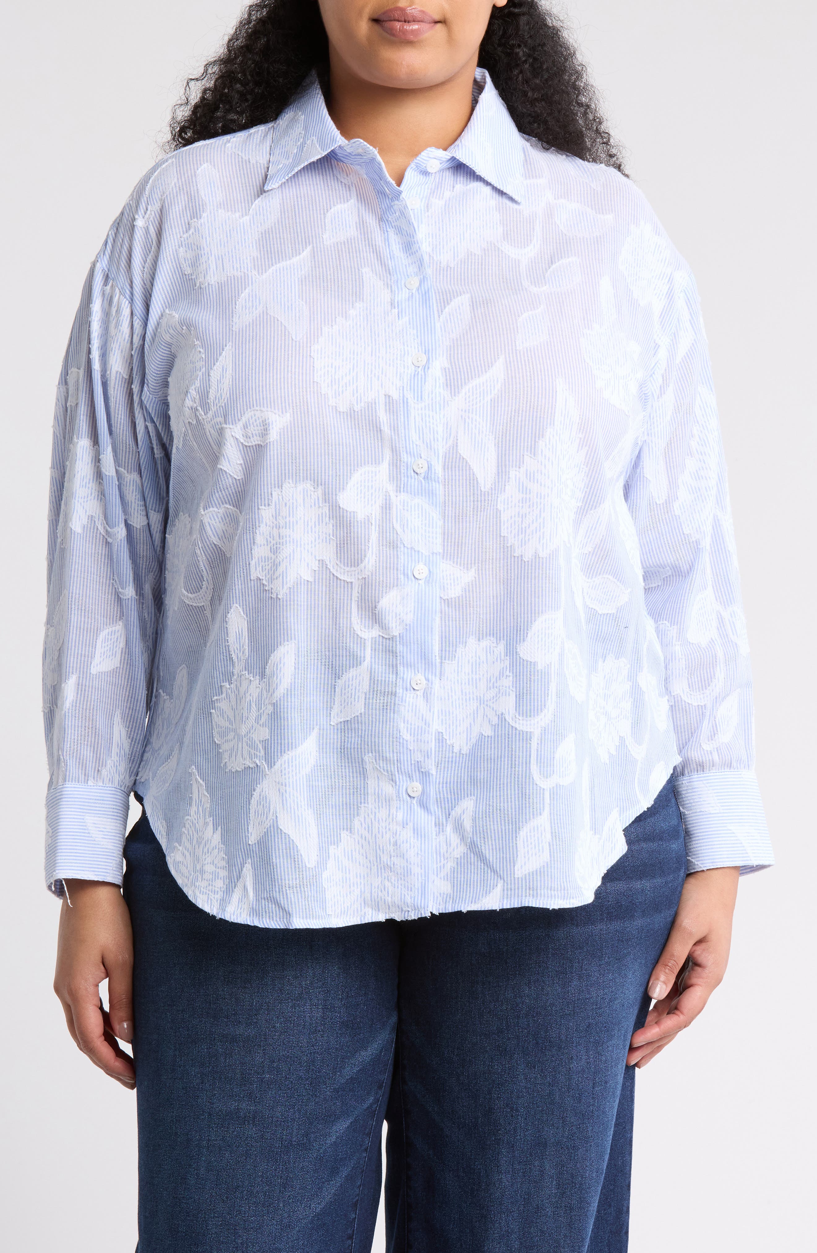 T Tahari Embossed Floral Button-Up Shirt | Nordstromrack