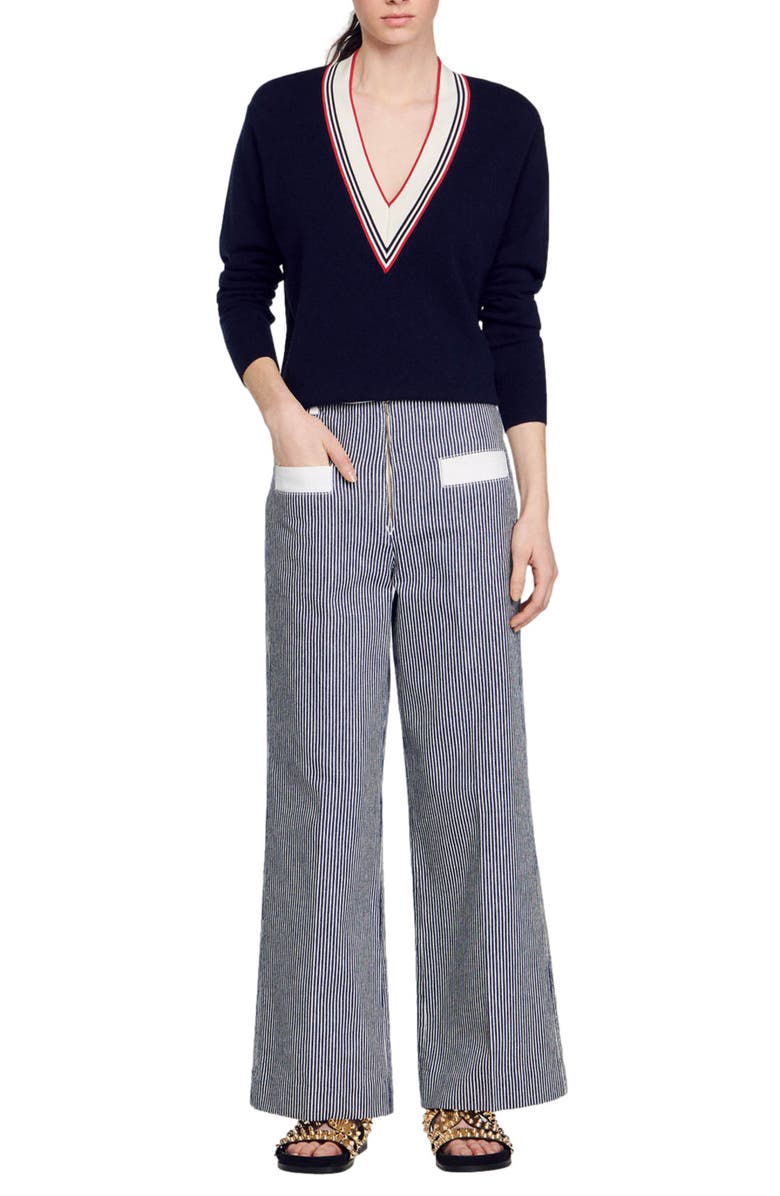 SANDRO Steven Wool & Cashmere Varsity Sweater | Nordstromrack