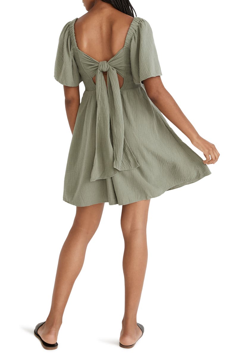 Madewell Lightspun Lucie Smocked Tie Back Minidress | Nordstrom