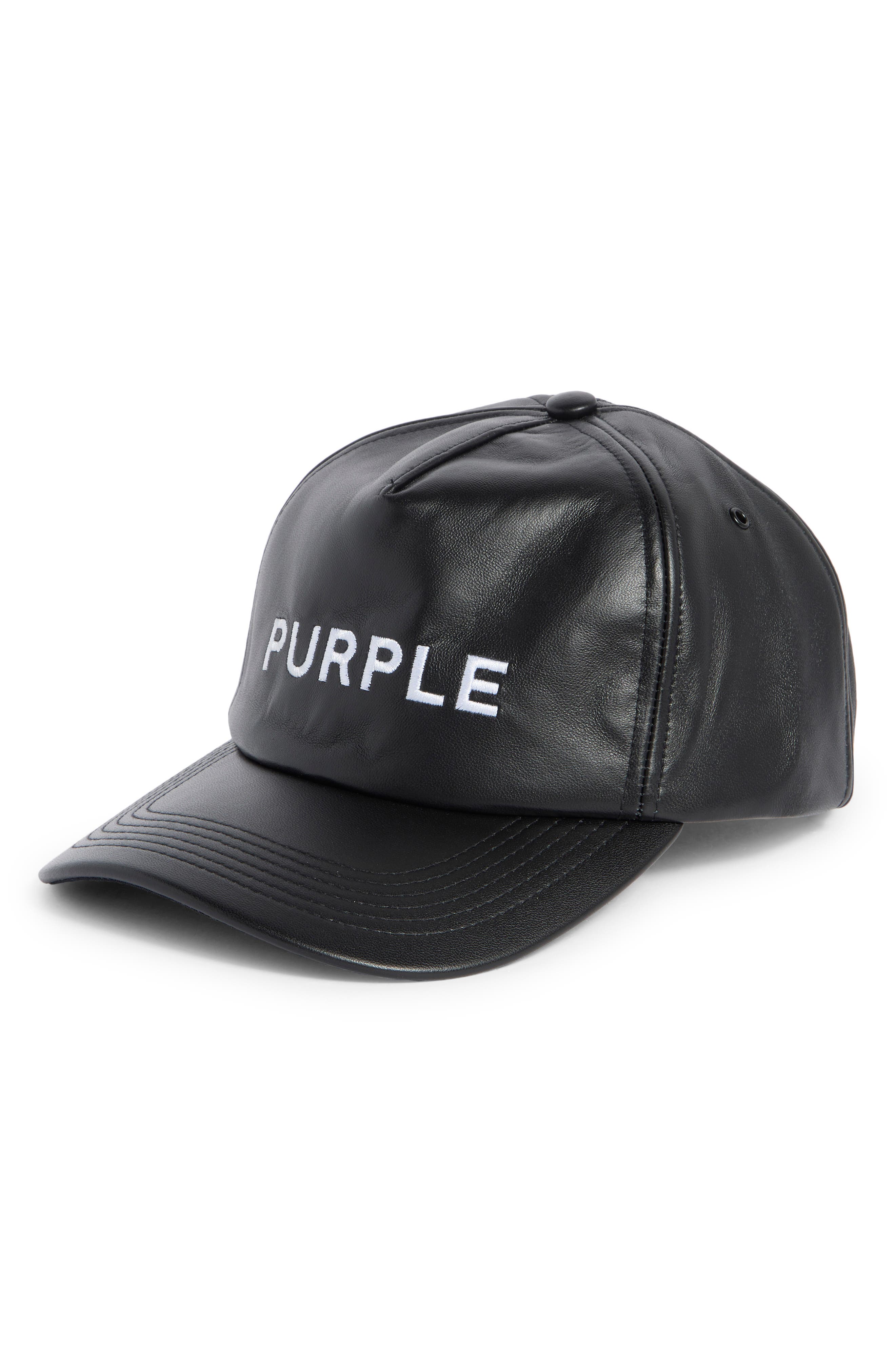 PURPLE BRAND Logo Embroidered Leather Baseball Cap | Nordstromrack