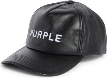 PURPLE BRAND Logo Embroidered Leather Baseball Cap | Nordstromrack