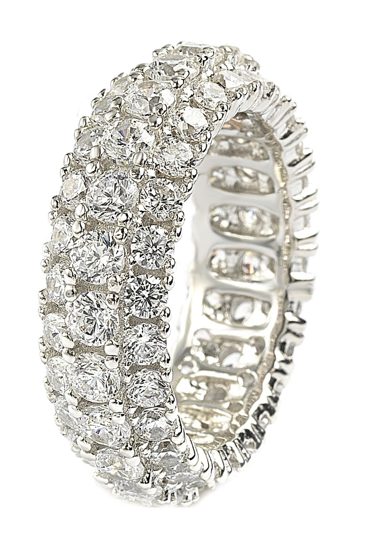 SUZY LEVIAN Sterling Silver White CZ 3 Row Eternity Band | Nordstromrack