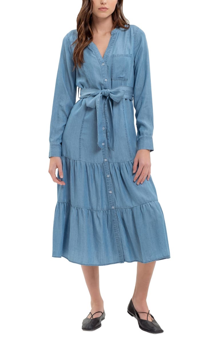 AUGUST SKY Front Tie Denim Midi Dress | Nordstromrack