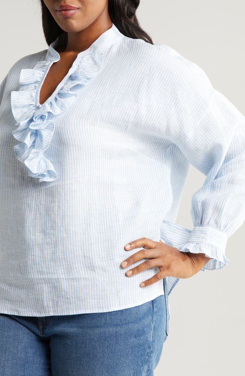 HARSHMAN Cordelia Ruffle Linen Top | Nordstromrack