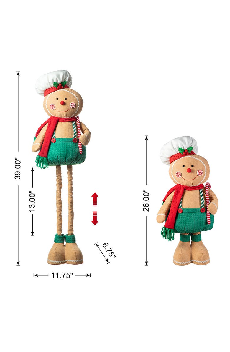 Glitzhome 39"/26"H Telescoped Fabric Christmas Gingerbreadman Standing ...