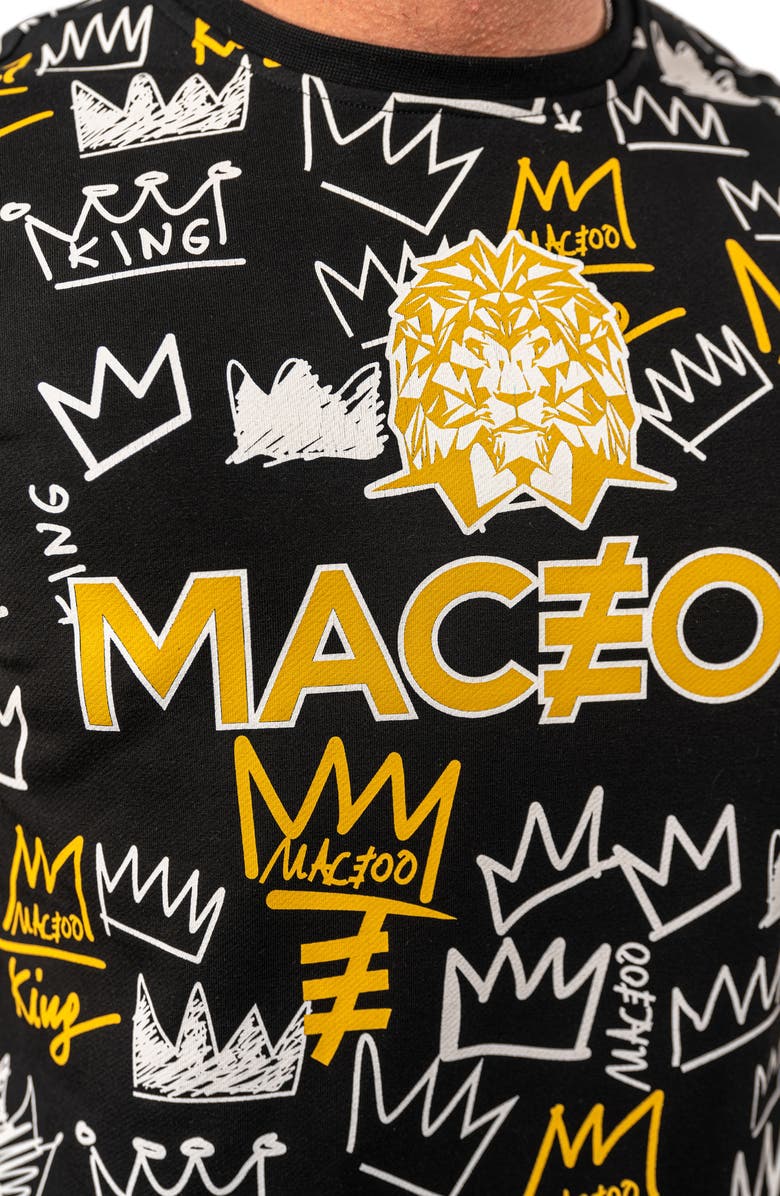 Maceoo Kingdom Black Print Stretch Cotton Graphic Crewneck Sweater ...